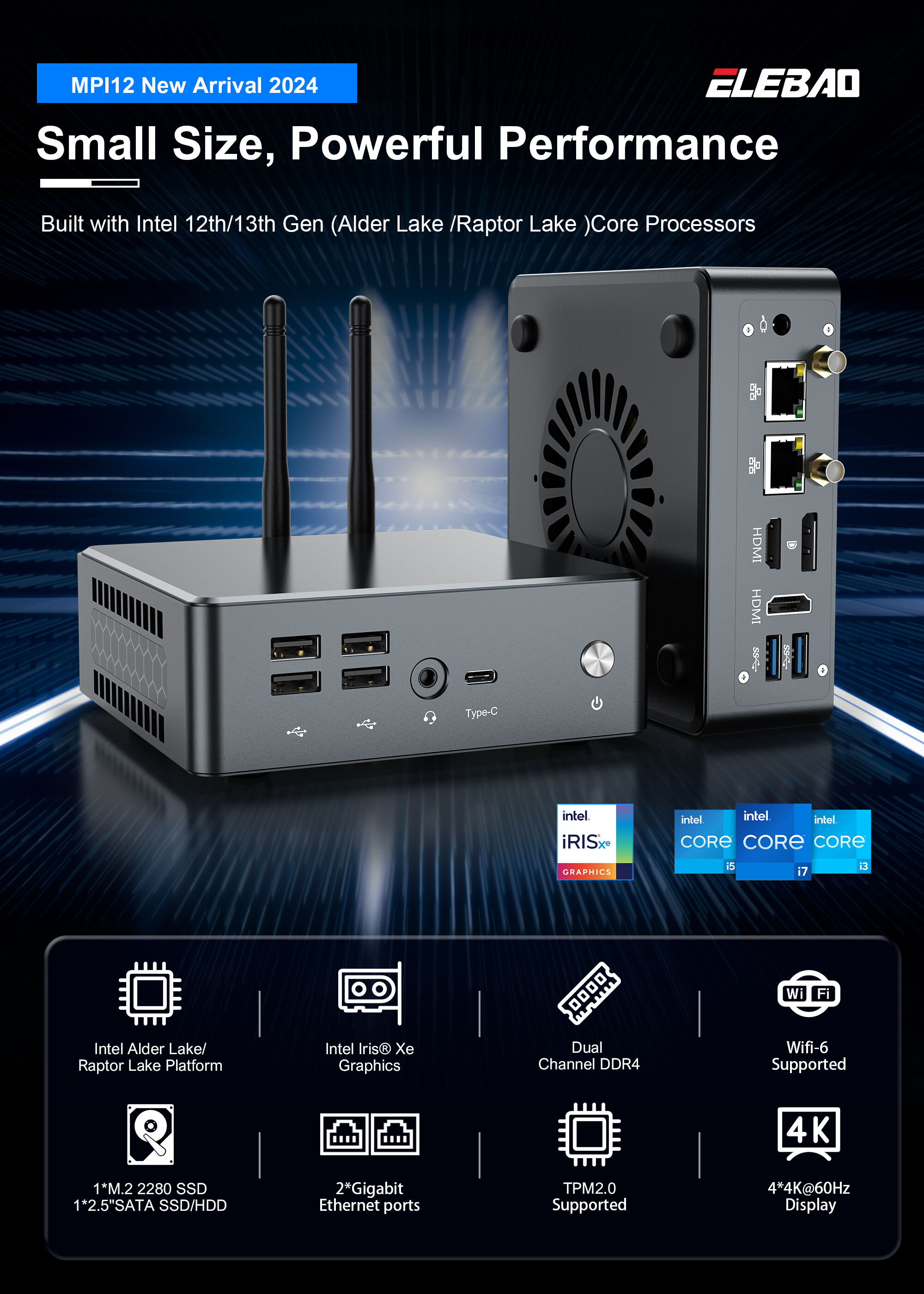 Bulk Buy China Wholesale Elebao Mpi12 12th I3-1215u I5-1235u I7-1255u Ddr4 64gb 4.2bt Dual Rj45 ...