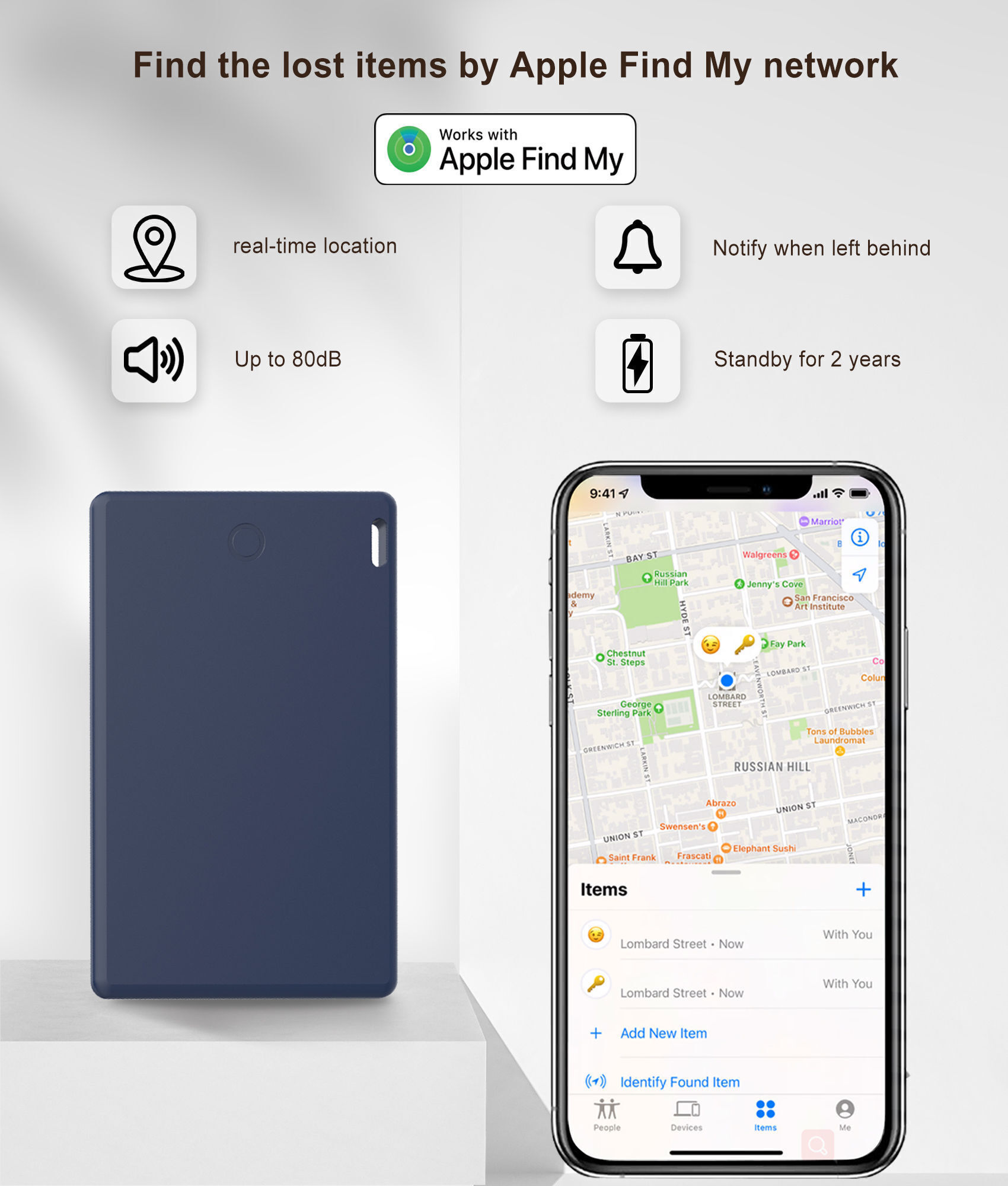 Work With Find My Card Bluetooth Tracker Anti Loss Device Key Finder ...