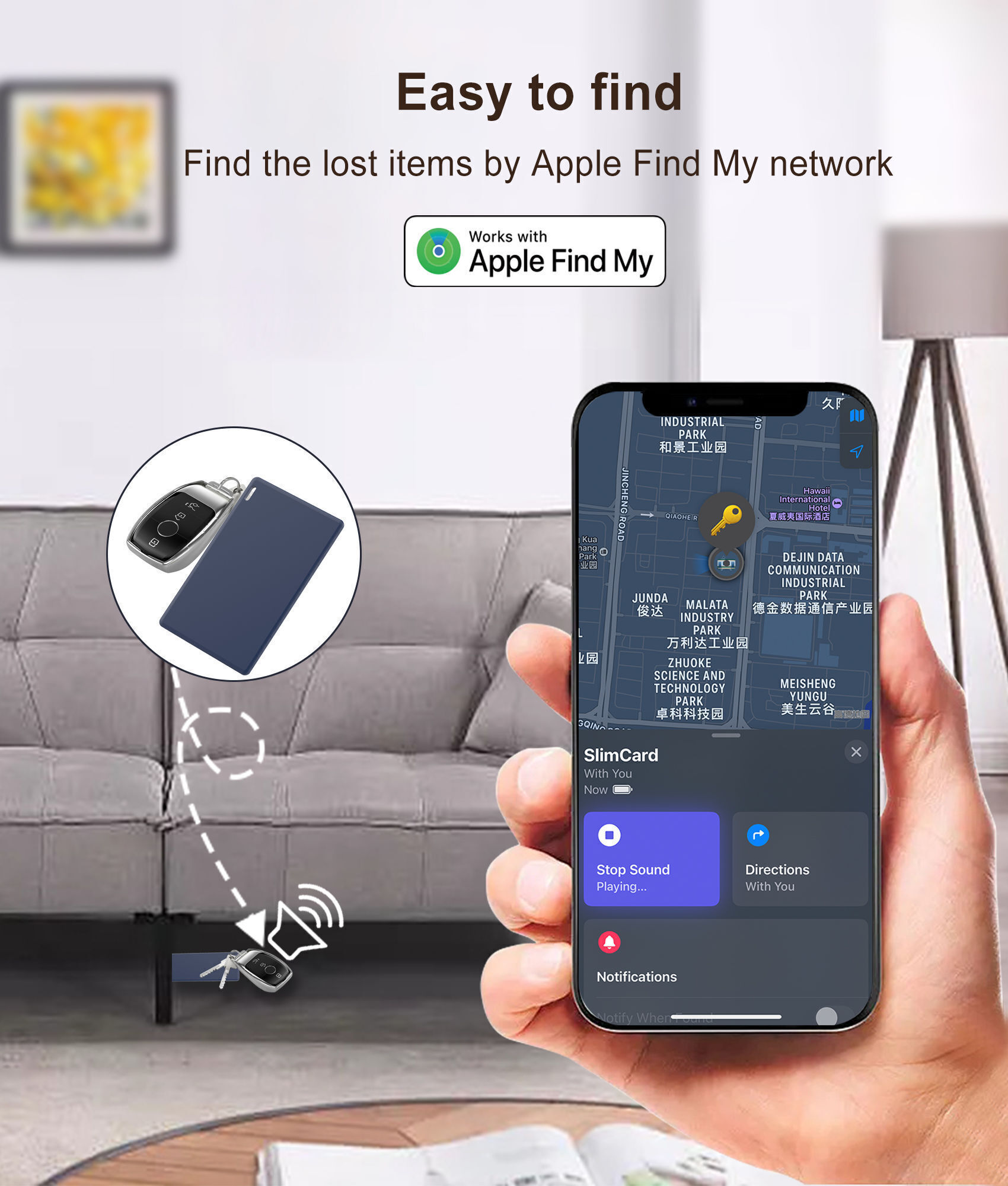 Work With Find My Card Bluetooth Tracker Anti Loss Device Key Finder Location Finder For Wallet ...