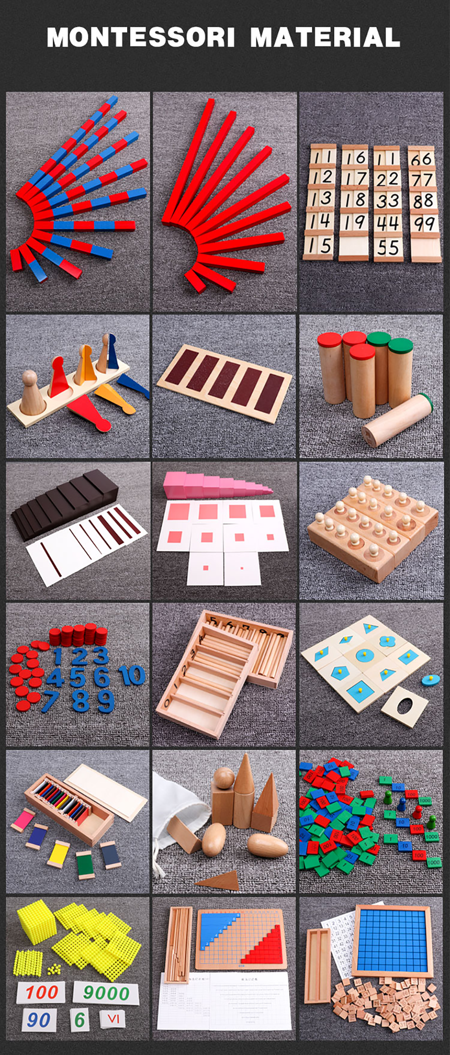 Kindergarten Sensorial Classroom Teaching Aids Wooden Montessori ...