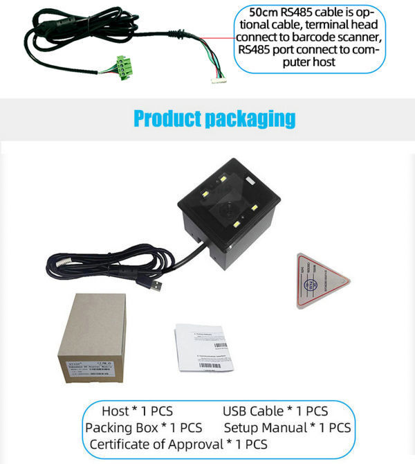 Rs232 2d Qr Barcode Scanner Fxed Mount Reader Module For Self-service ...