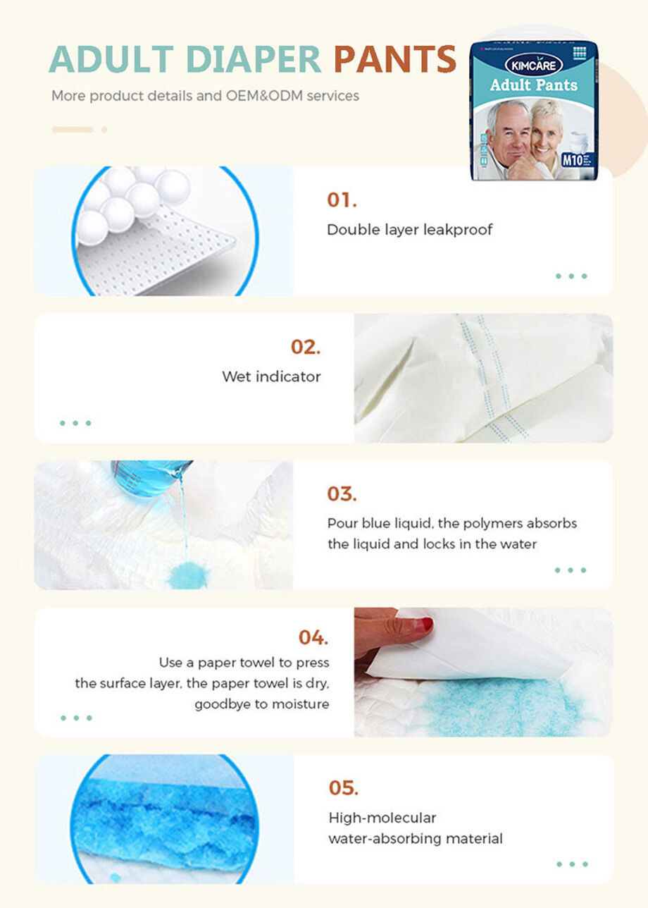 Oem Odm Adult Diaper Pants Disposable High Absorbency Fluff Pulp Adult