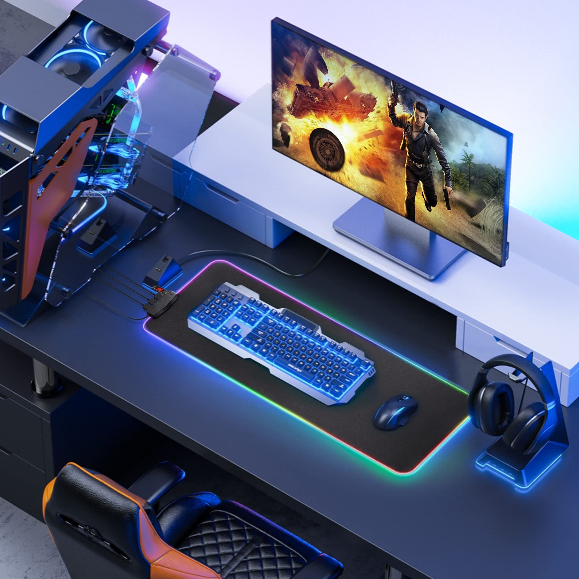 Rgb Gaming Mouse Pad With 4 Usb Hubs 15 Led Light Modes Mouse Pad - Buy ...