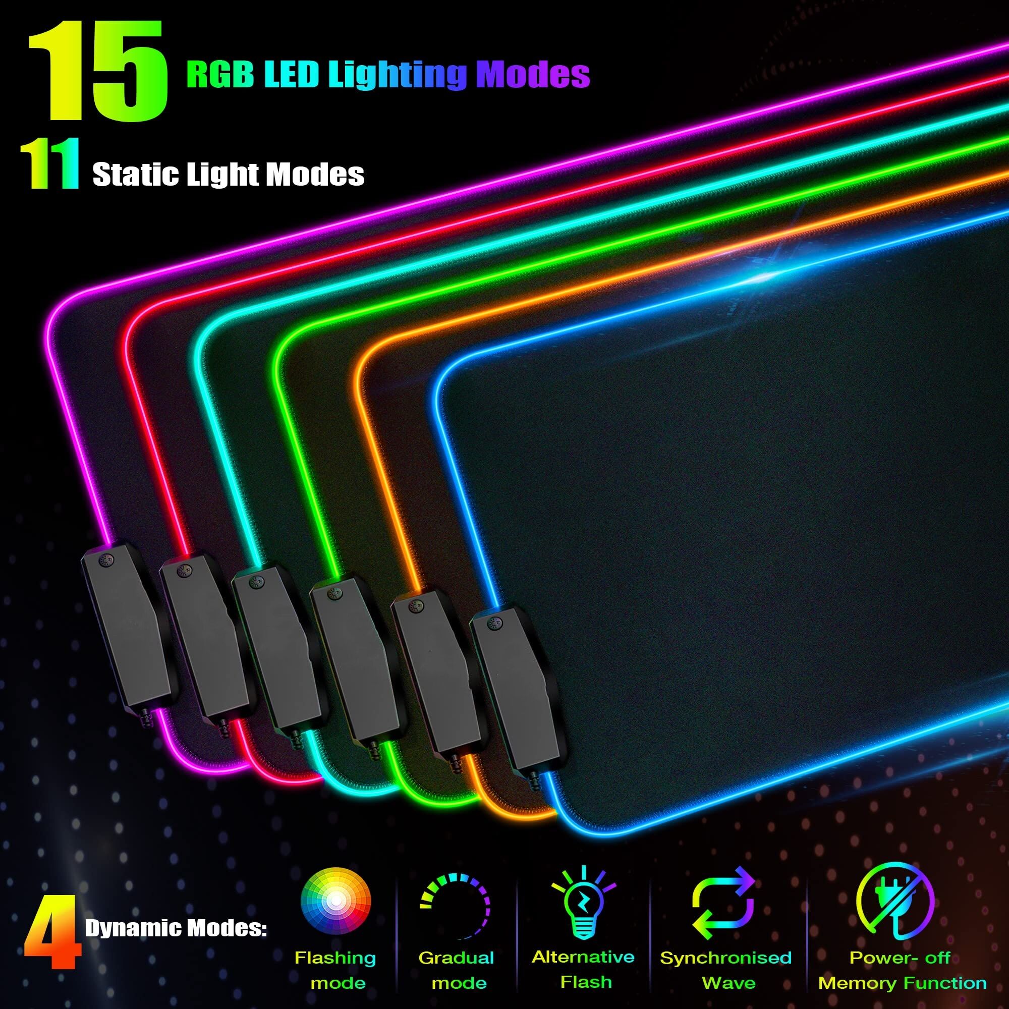 Rgb Gaming Mouse Pad With 4 Usb Hubs 15 Led Light Modes Mouse Pad - Buy ...