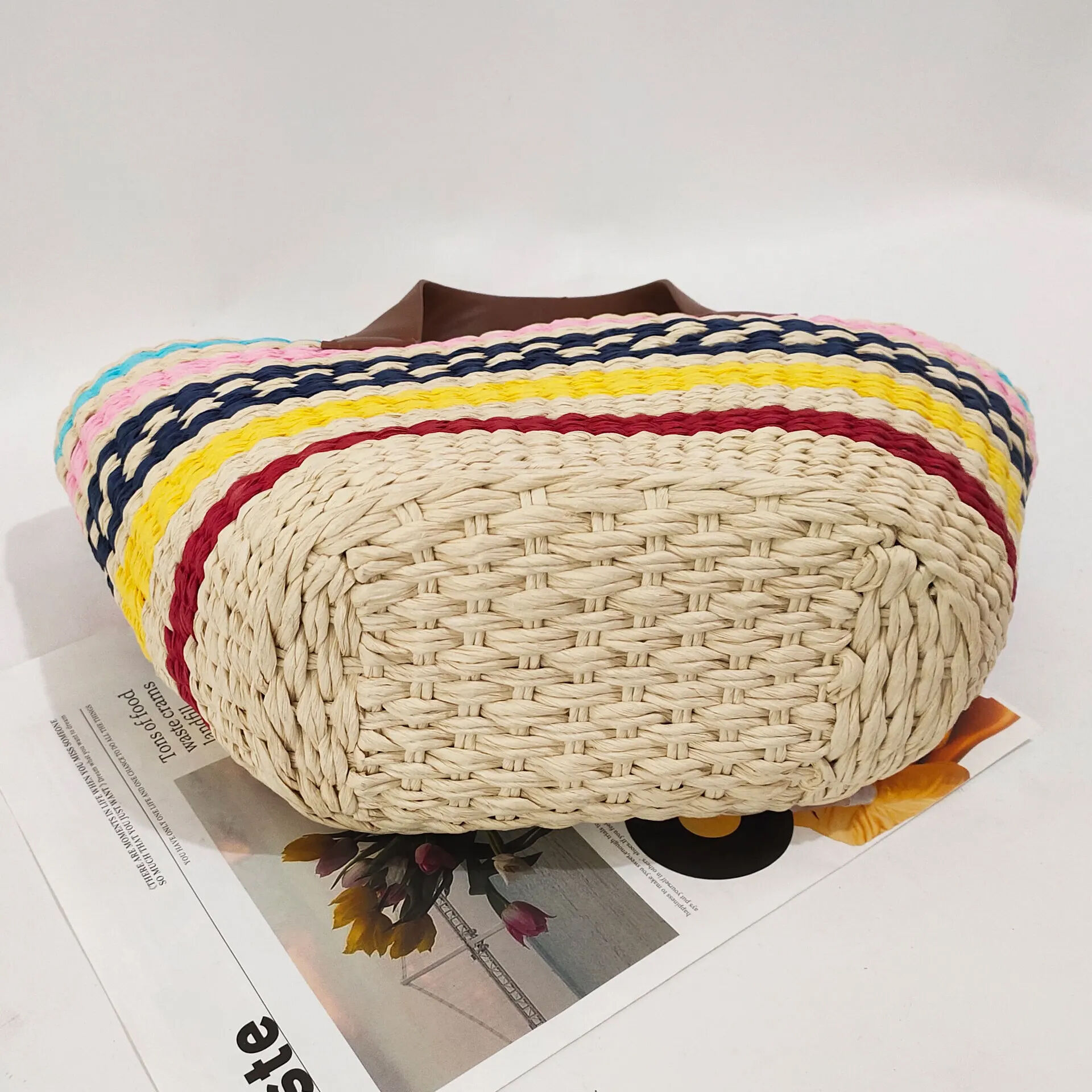 Bulk Buy China Wholesale New Colorful Beach Bag Popular Striped Rattan ...
