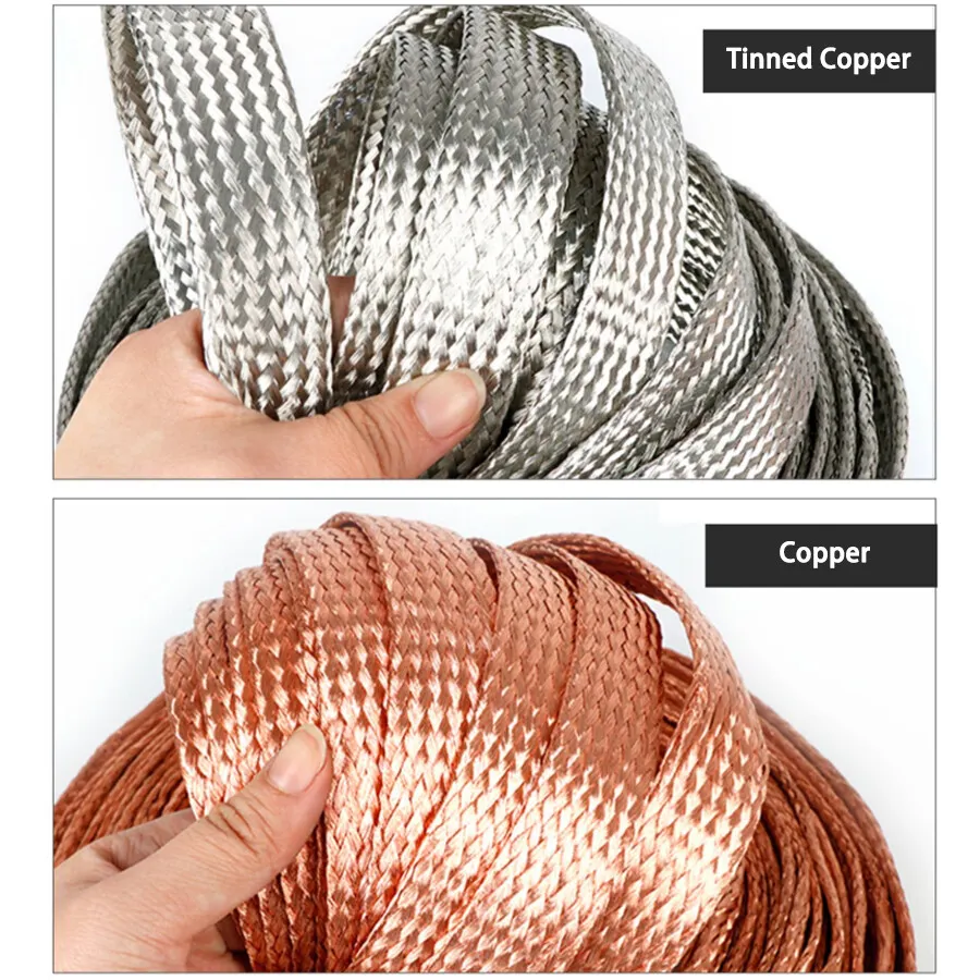 Battery Flat Copper Braided Cable Tinned Ground Strap Cable $5 ...