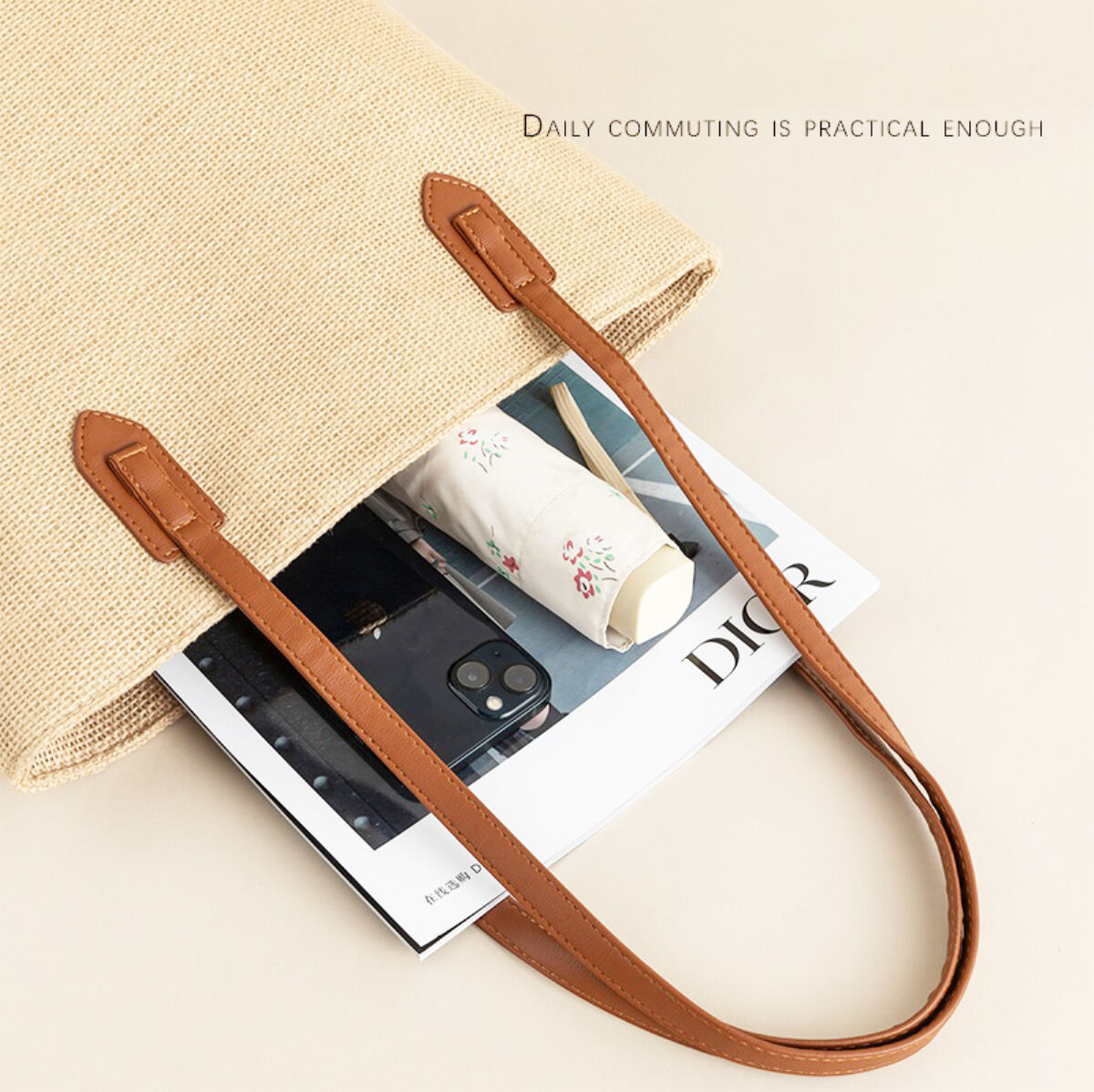 Linen Braided Tote Bag Women's Bag New Large Capacity Straw Braided Bag ...