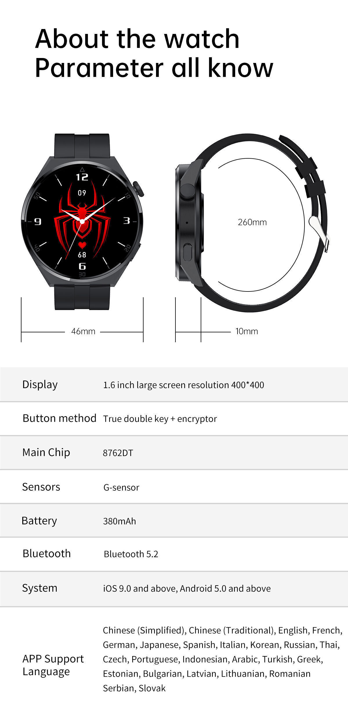 Factory Price Realtek 8762dt Nhj02 Big Screen Smart Watch Reloj ...