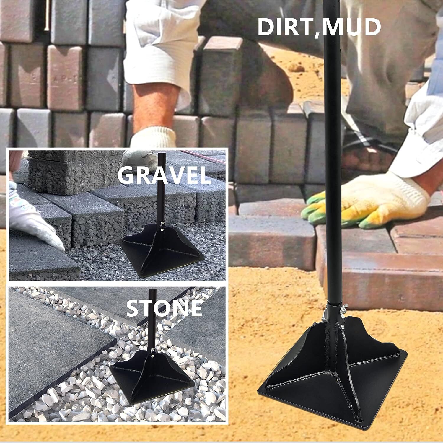 Hot Sale Steel Tamper With 48 Inch Handle 8"x8" Garden Rubber Grip For ...