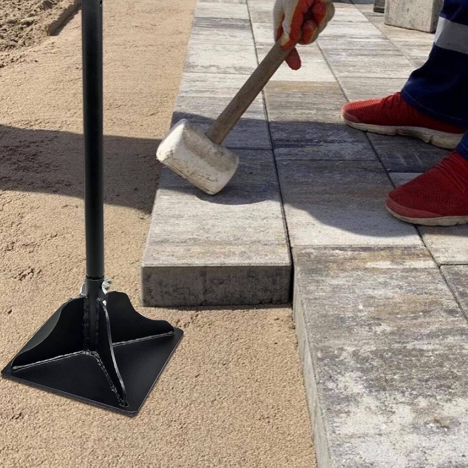 Hot Sale Steel Tamper With 48 Inch Handle 8"x8" Garden Rubber Grip For ...