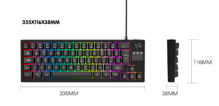 Compact Usb Wired 5 Rows Keycaps 60% Percent Mini Office Keyboard With ...