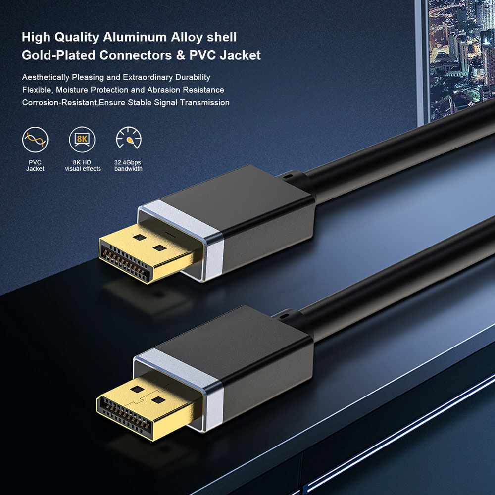 Ultra High Definition 8k Displayport Dp Cable 32.4gbps Pvc Jacket Cord ...