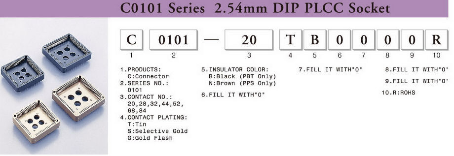 C0101 Series 2.54mm Ic Socket Dip Plcc, I.c. Socket, Plcc, Socket - Buy ...