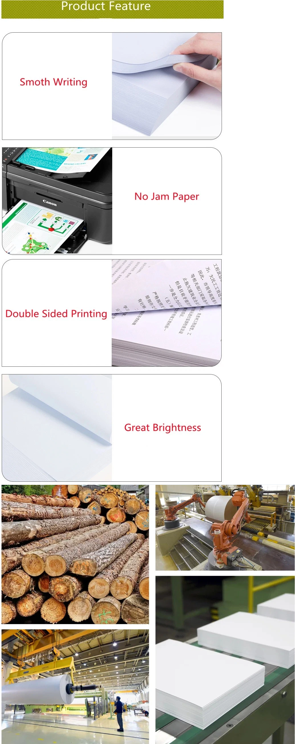 Double A4 Paper 80gsm 75gsm 70gsm Office Copy Paper, Double A4 Printing ...