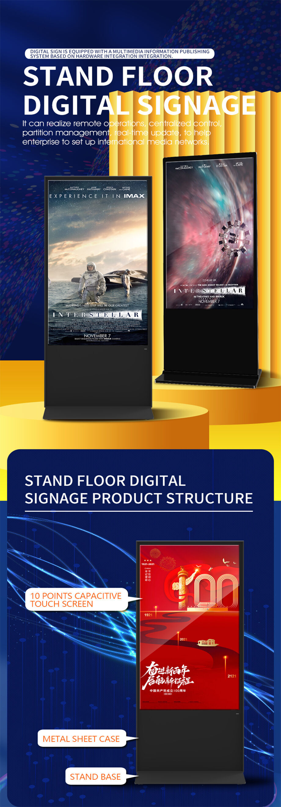Hot Sale 65 Inch Stand Floor Digital Signage Player Advertising Machine ...