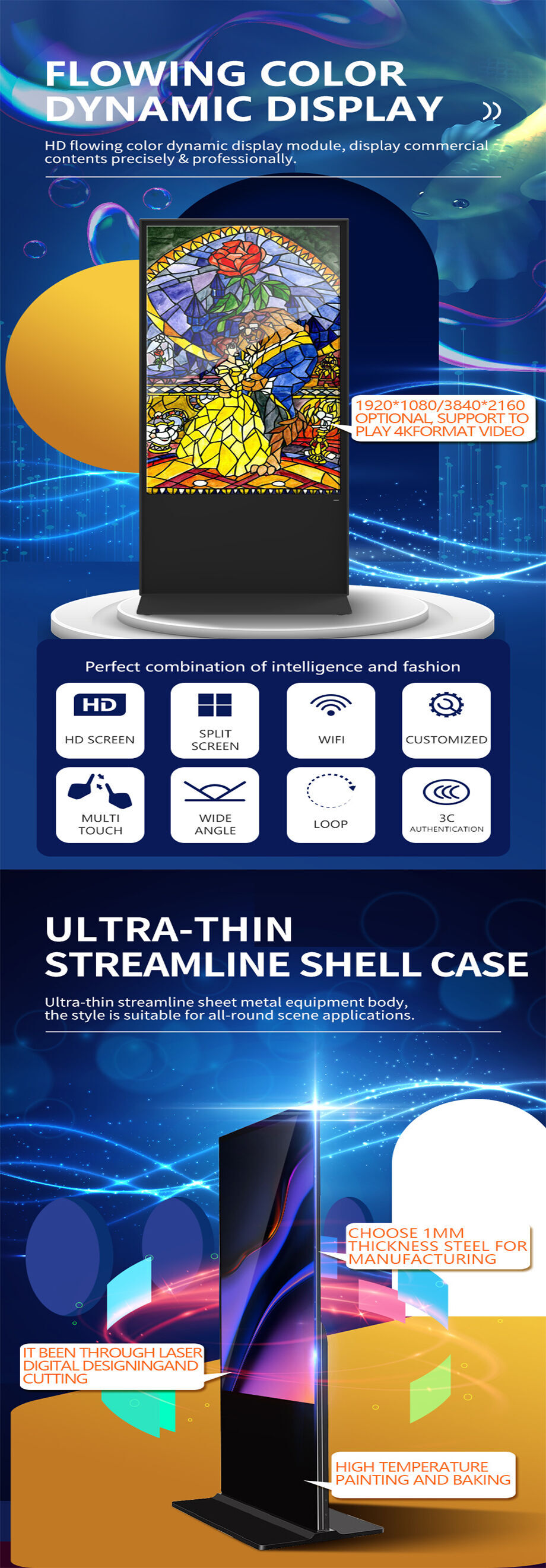 Hot Sale 65 Inch Stand Floor Digital Signage Player Advertising Machine ...