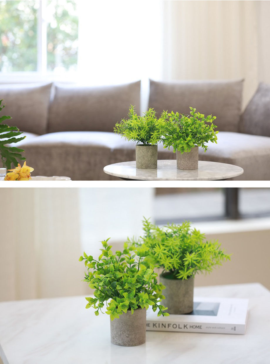 Artificial Potted Plant Mini Greenery Bonsai Faux Boxwood Rosemary ...