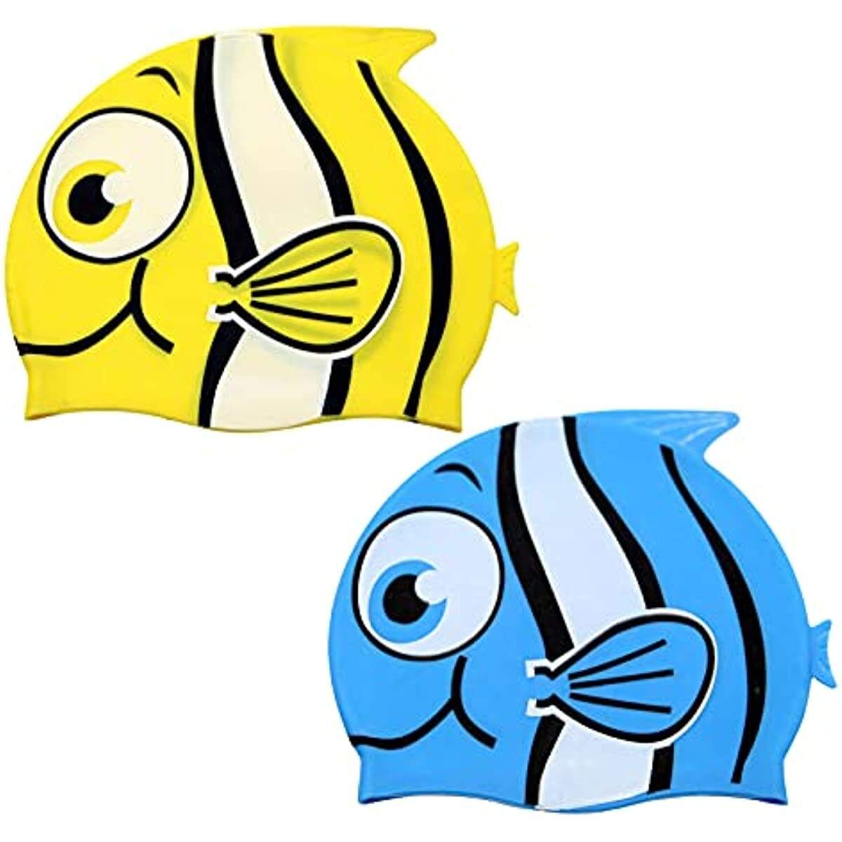 Silicone Kids Cartoon Fish Swim Caps Children Elastic Swimming Hats ...