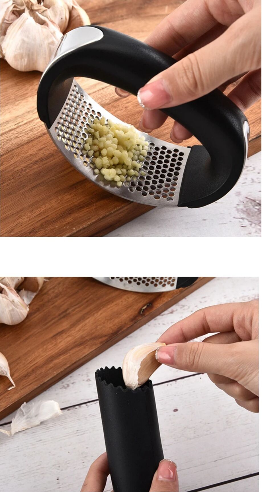 Stainless Steel Garlic Press Peeling Garlic Tools Hand Ring Thickened ...