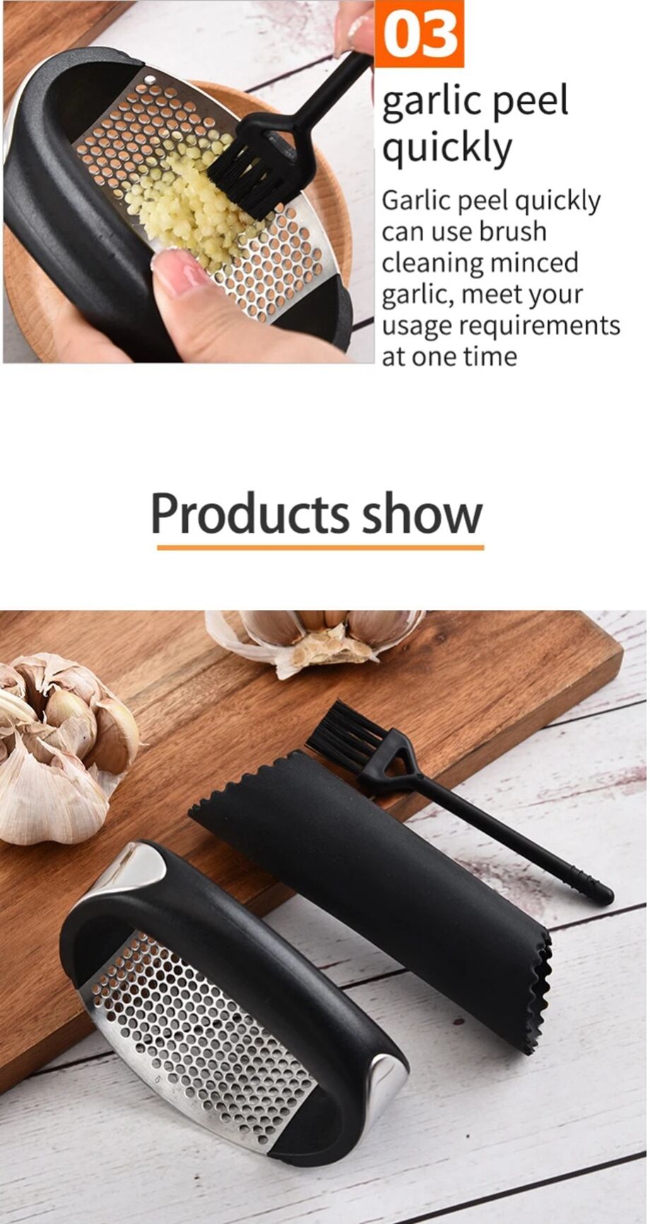 Stainless Steel Garlic Press Peeling Garlic Tools Hand Ring Thickened ...