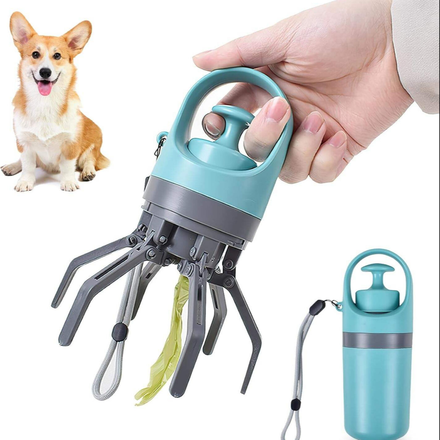 Portable Poop Scooper With Build In Bag Dispenser Light Weight Claw ...