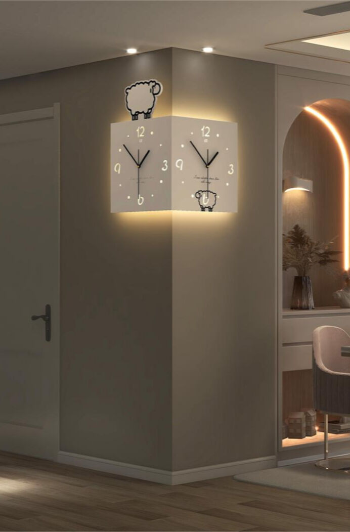 Wholesale Modern Induction Luminous Corner Wall Clock Square Living ...