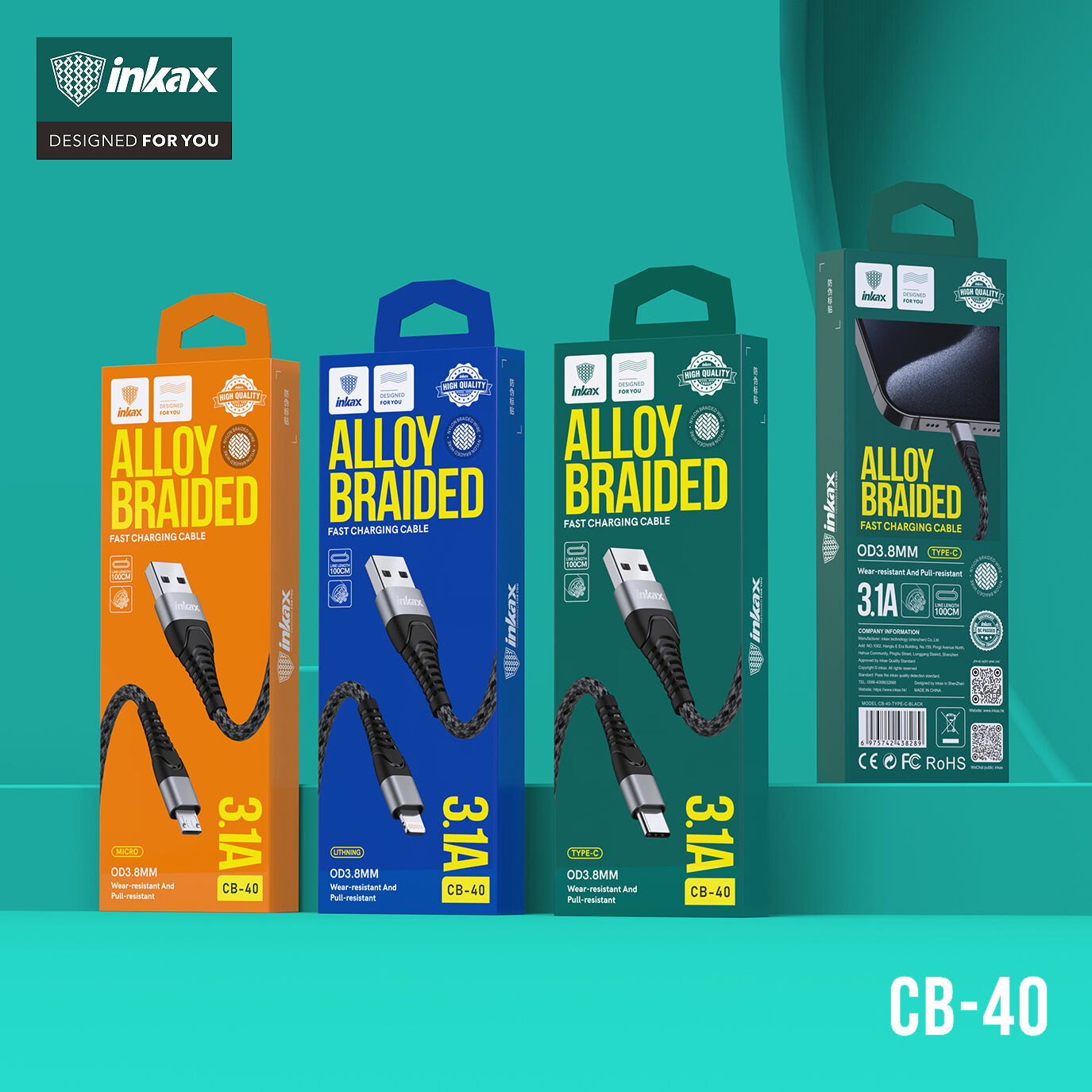 Inkax 3.1a Fast Charging Aluminum Braided Data Cable Micro Cable For Android Eletronic Product ...