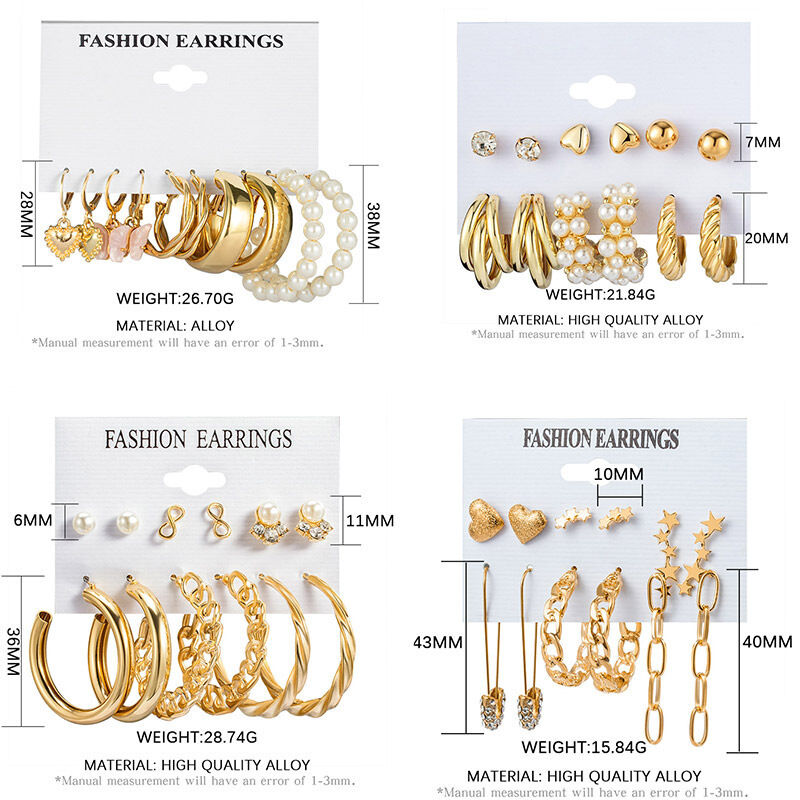 Sisslia Silver Color Pearl Twist Hoop Earrings Set For Women Jewelry ...