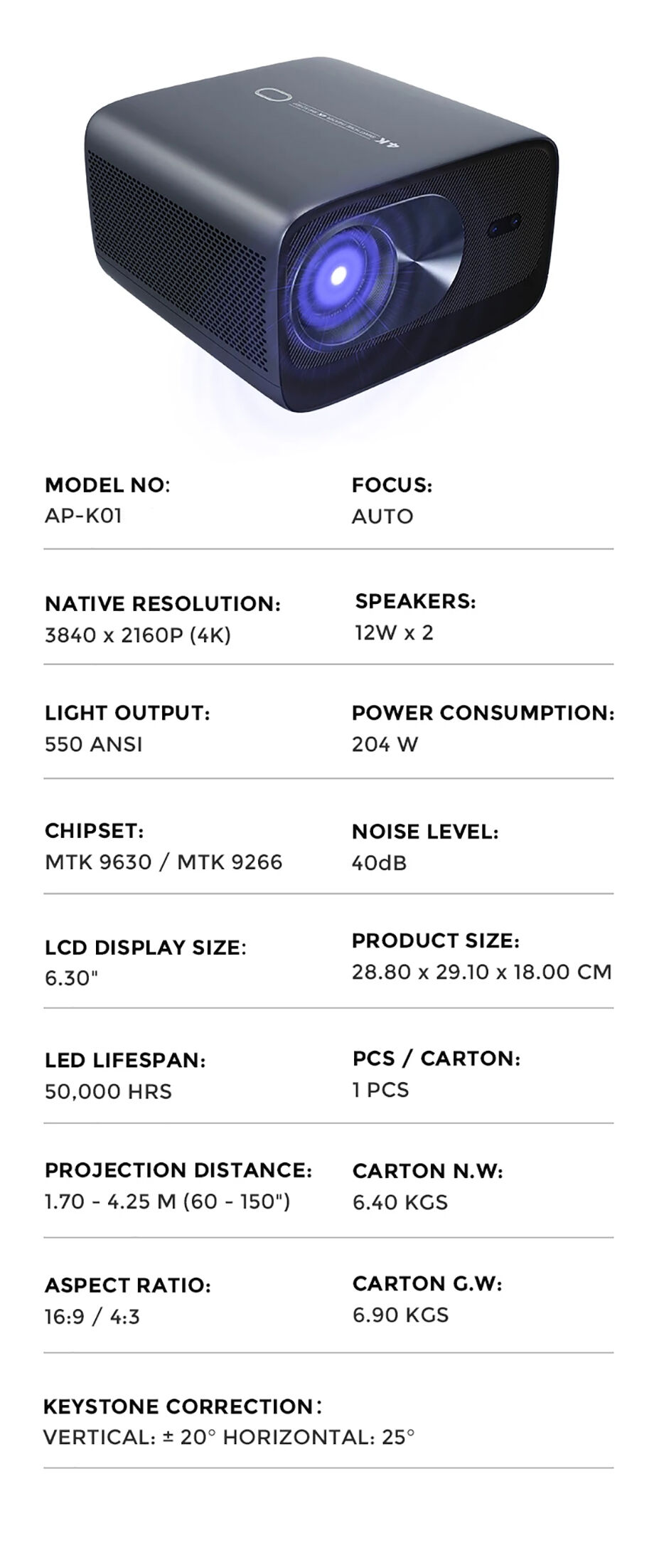 Buy Wholesale China Real 4k 3840 X 2160p Native Projector Android Os ...