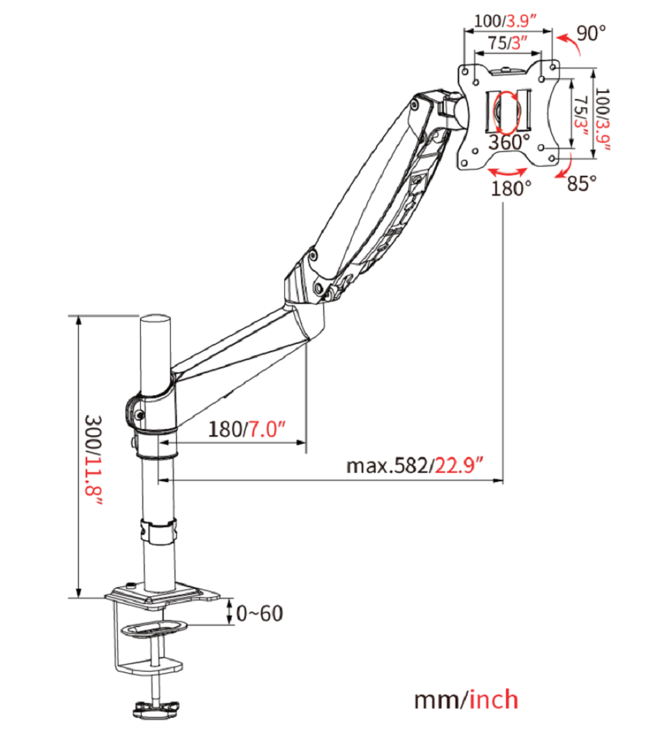 V-mounts Gas Spring Single Arm With Pole Monitor Mount Panel Quick ...
