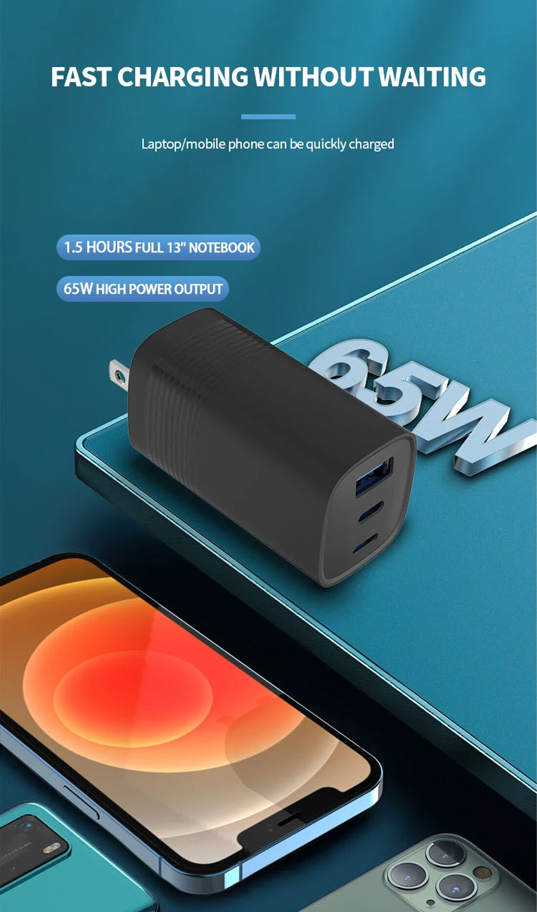 Buy China Wholesale Portable Travel 65w Gan Super Fast Charging Adaptor ...