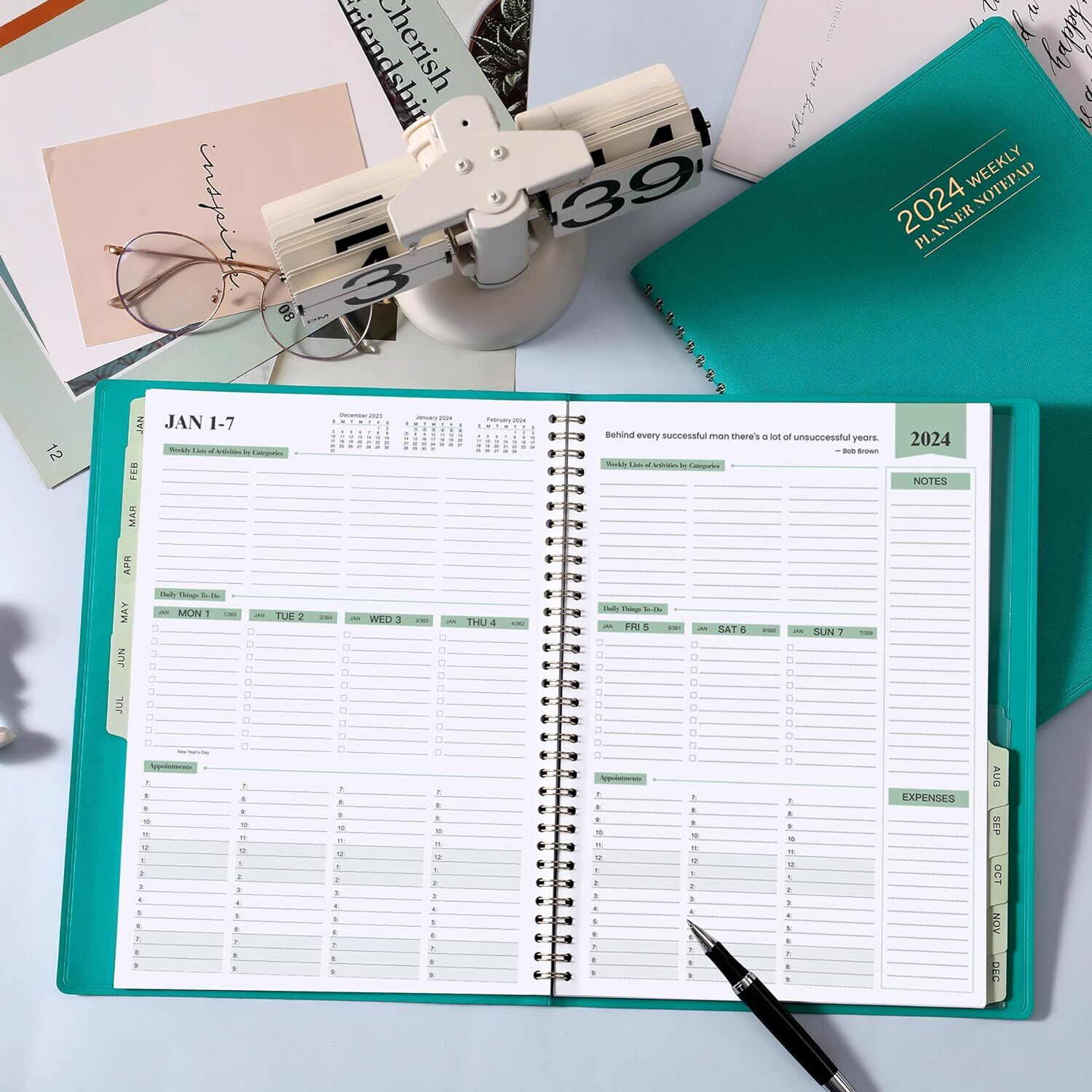 2025 Planner - 3-tier Down Weekly & Monthly Planner Notepad, 11.38'' X ...