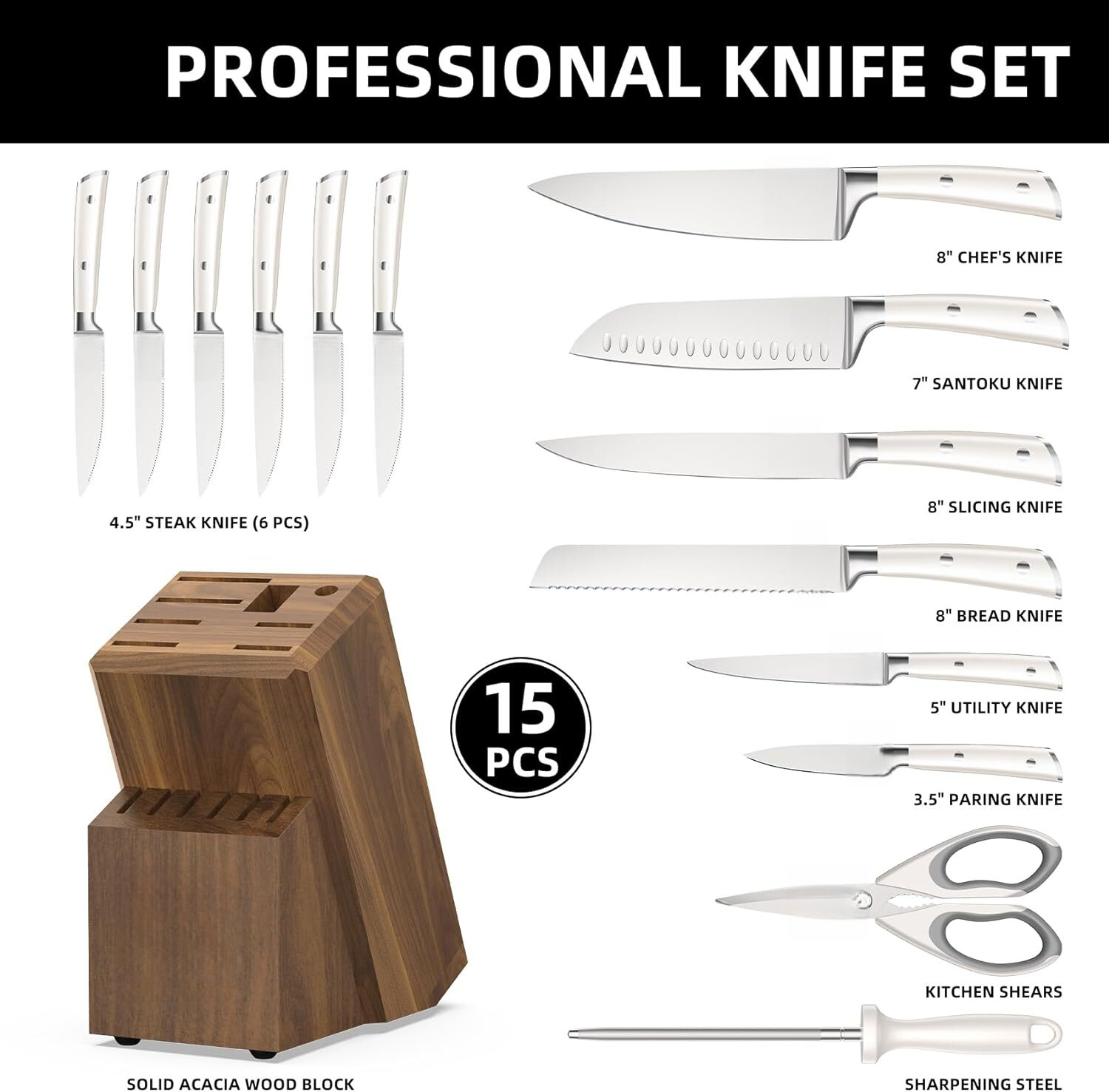 Buy Wholesale China 15pcs Chef Knives Set, High Carbon Stainless Steel ...