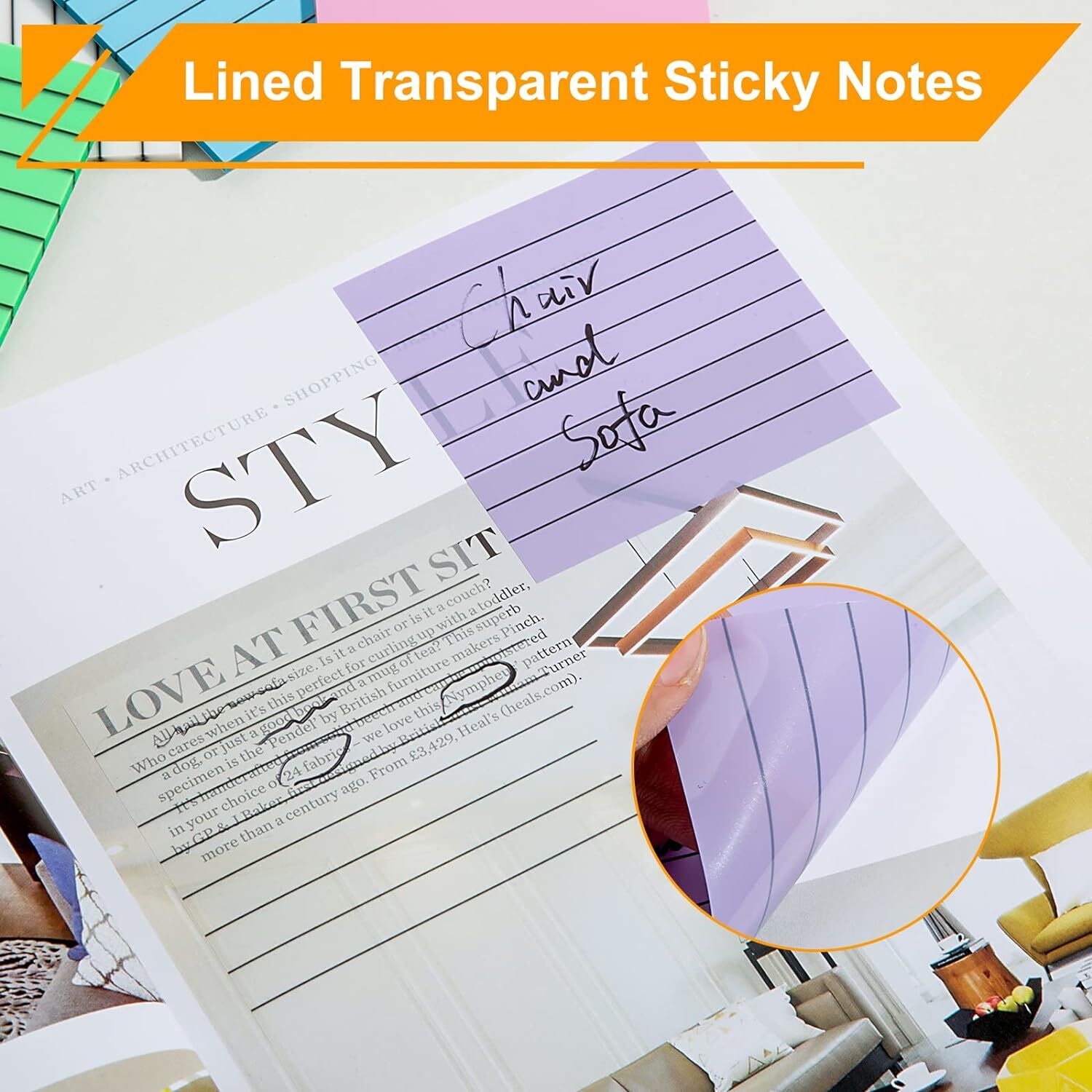 Transparent Sticky Notes, 3"x3" 6 Soft Color Clear Translucent See ...