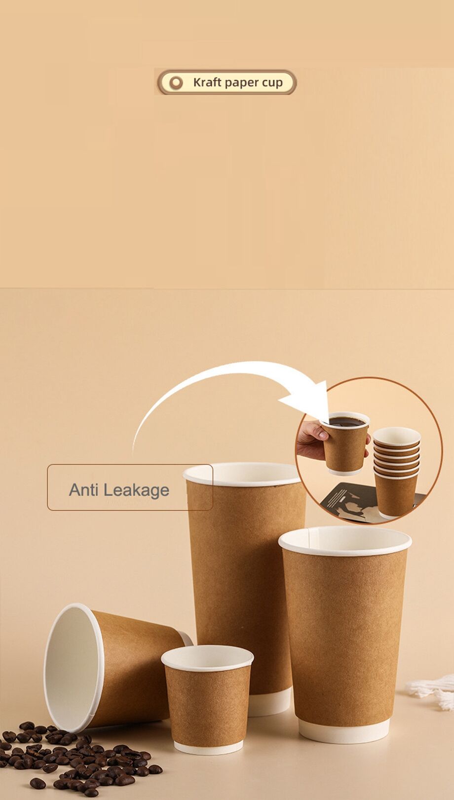 Wholesale Disposable Takeaway Coffee Paper Cups Cowhide Double Hollow ...