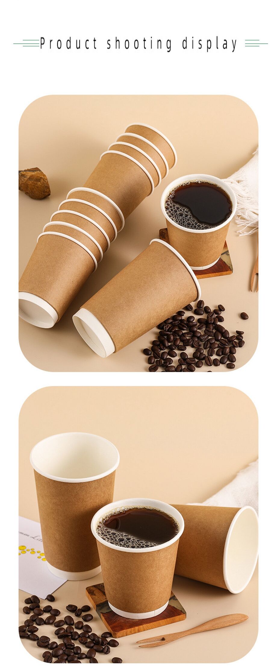 Wholesale Disposable Takeaway Coffee Paper Cups Cowhide Double Hollow ...