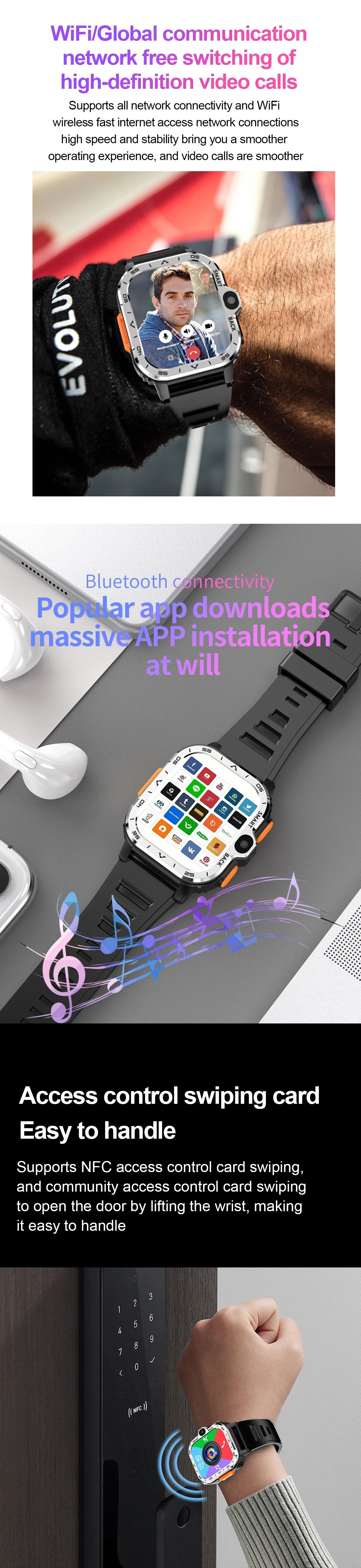 4g Android Phone Smartwatch Sim Card Mobile Gps Wifi Dual Video Camera ...