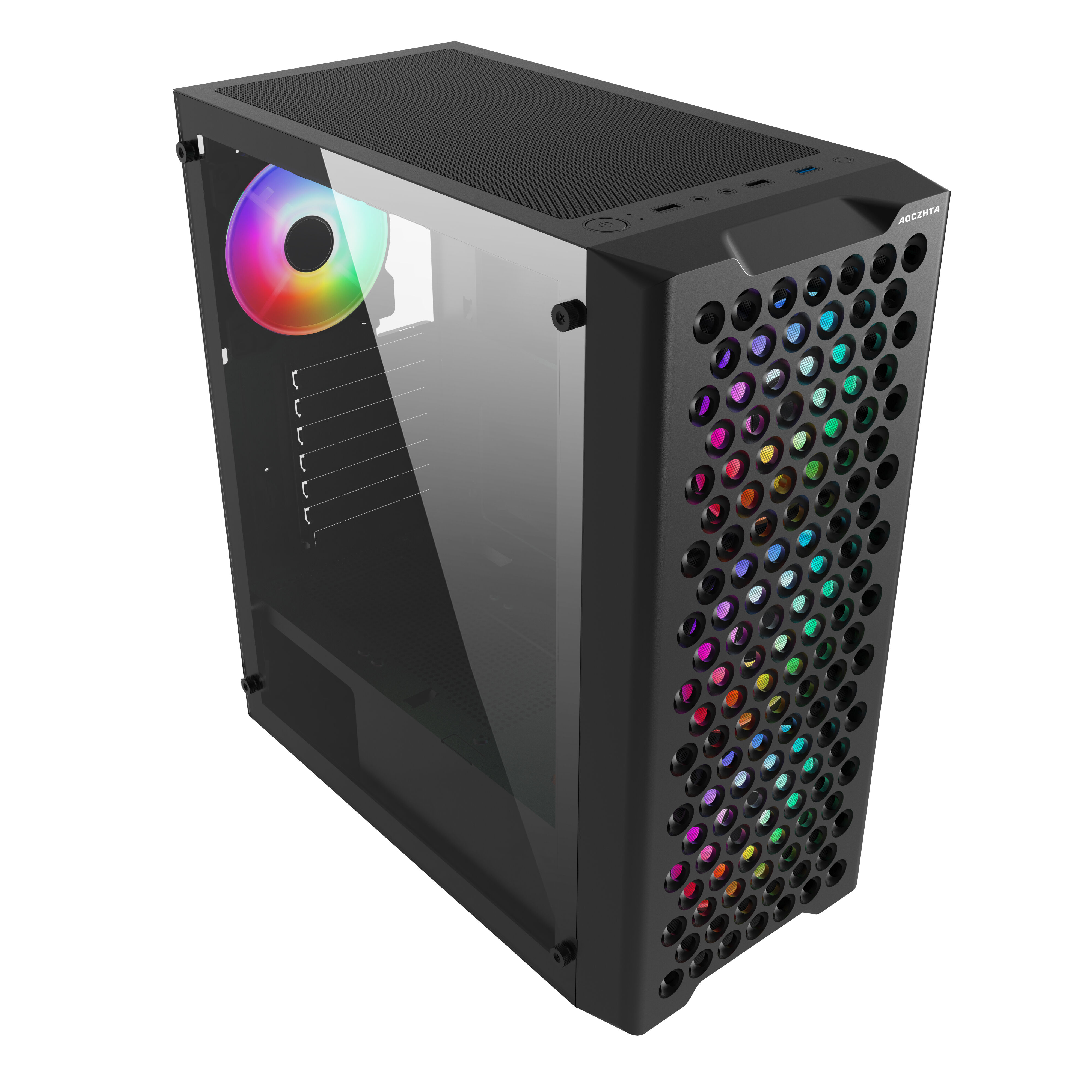 Gaming Atx Mid Tower Computer Pc Gaming Case With Side Tempered Glass ...