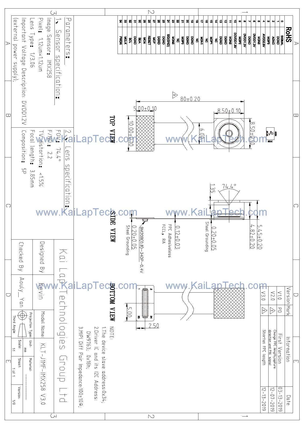 Buy Wholesale Hong Kong SAR Klt-j1mf-imx258 V3.0 13mp Imx258 Interface ...