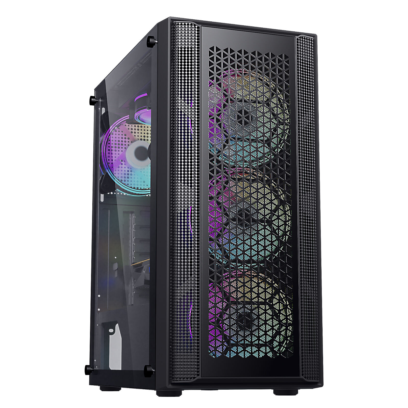 Gaming Atx Mid Tower Computer Pc Case With Side Tempered Glass Side ...