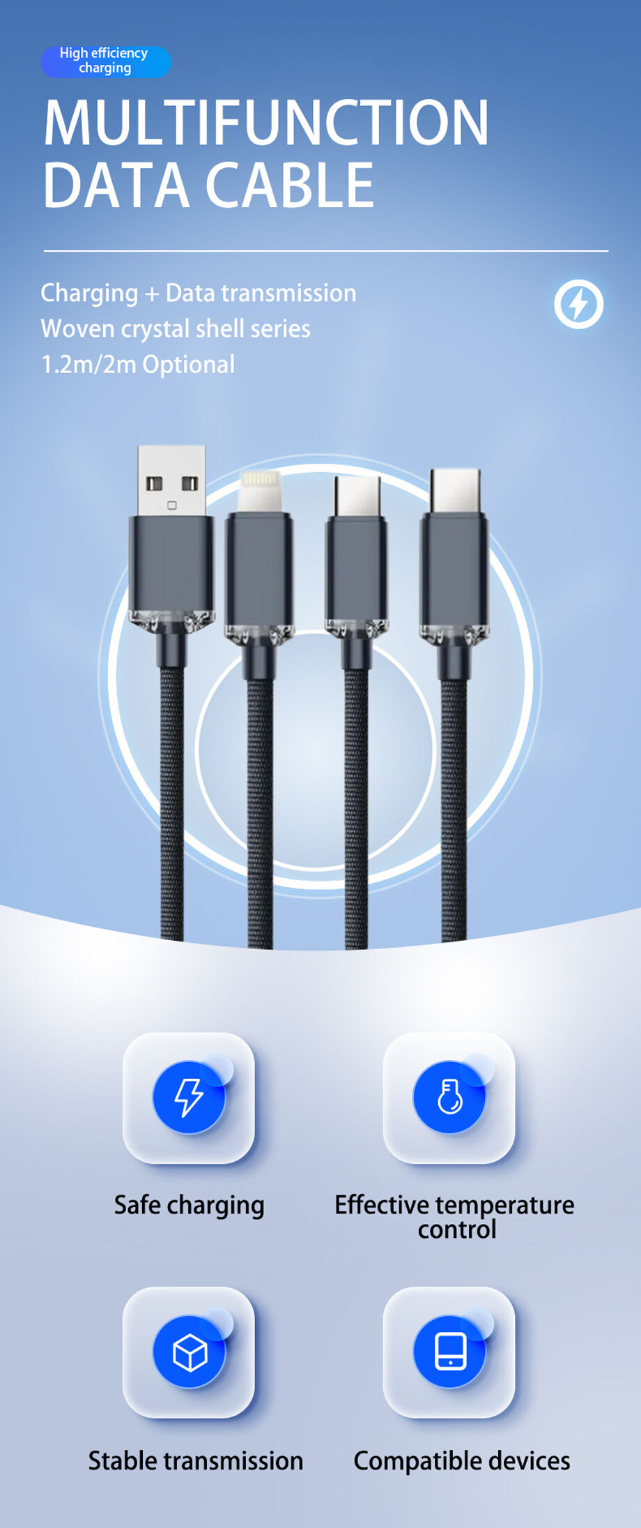 Best Selling Products Woven Crystal Shell Series Data Cable Type C Usb ...