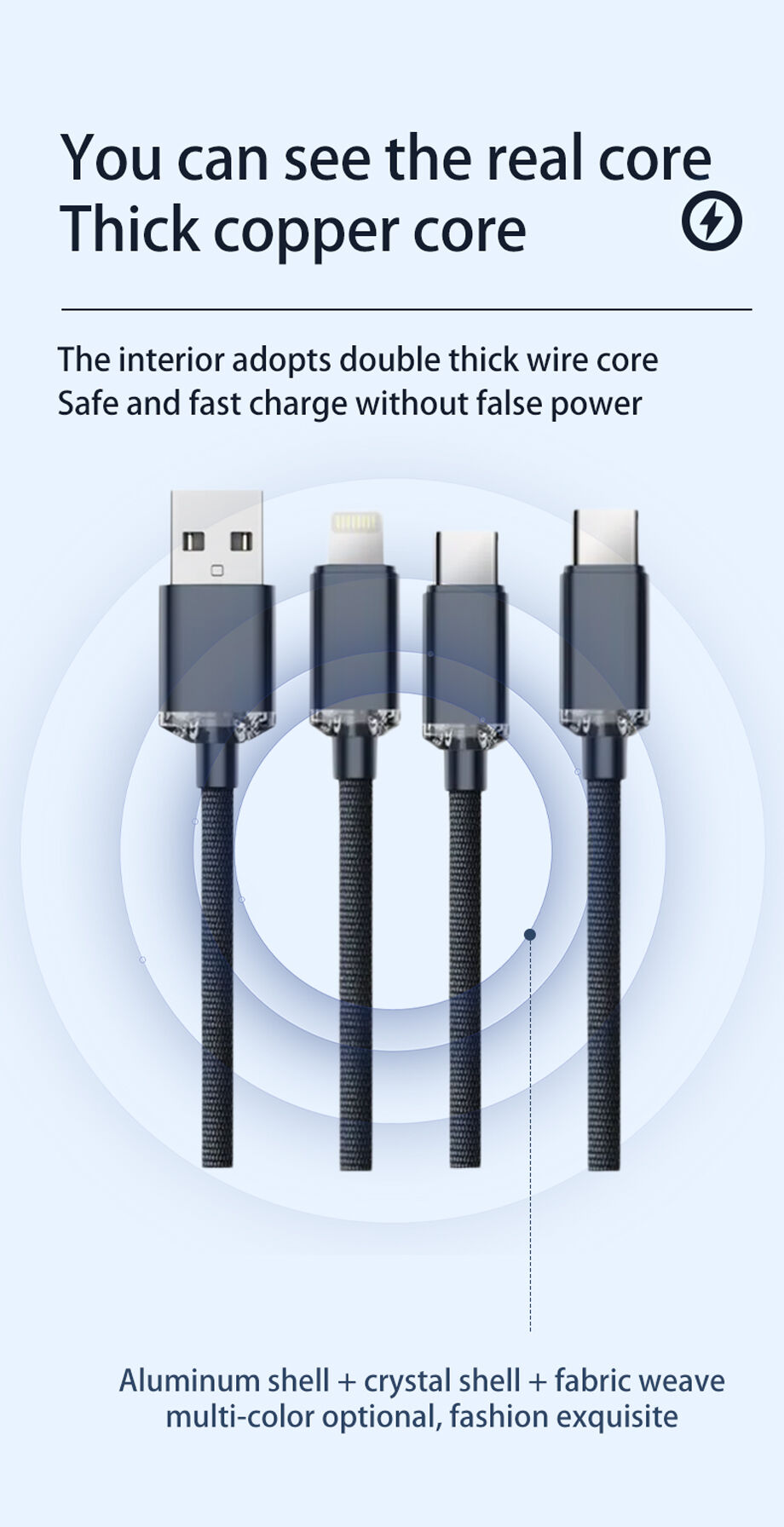 Best Selling Products Woven Crystal Shell Series Data Cable Type C Usb ...