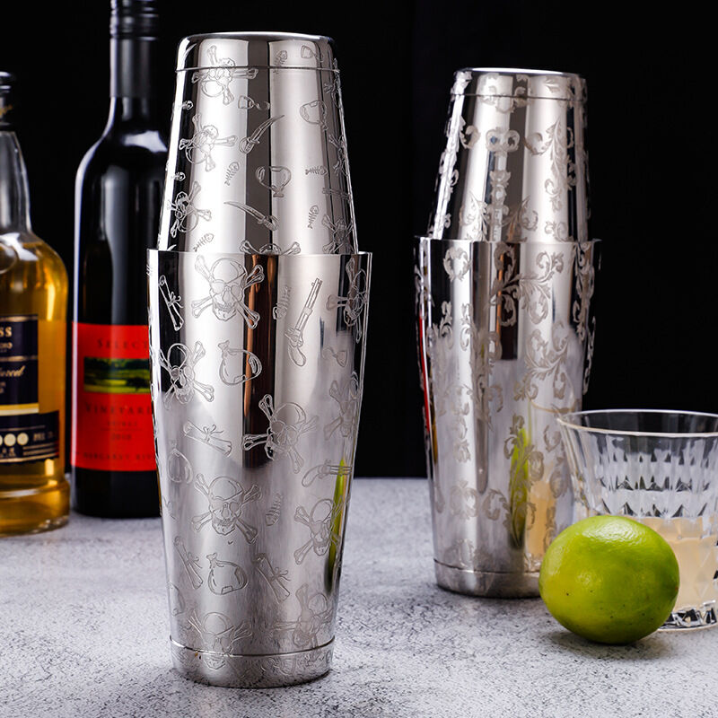 Stainless Steel Boston Shaker Tin With Etched Pattern - Expore China ...