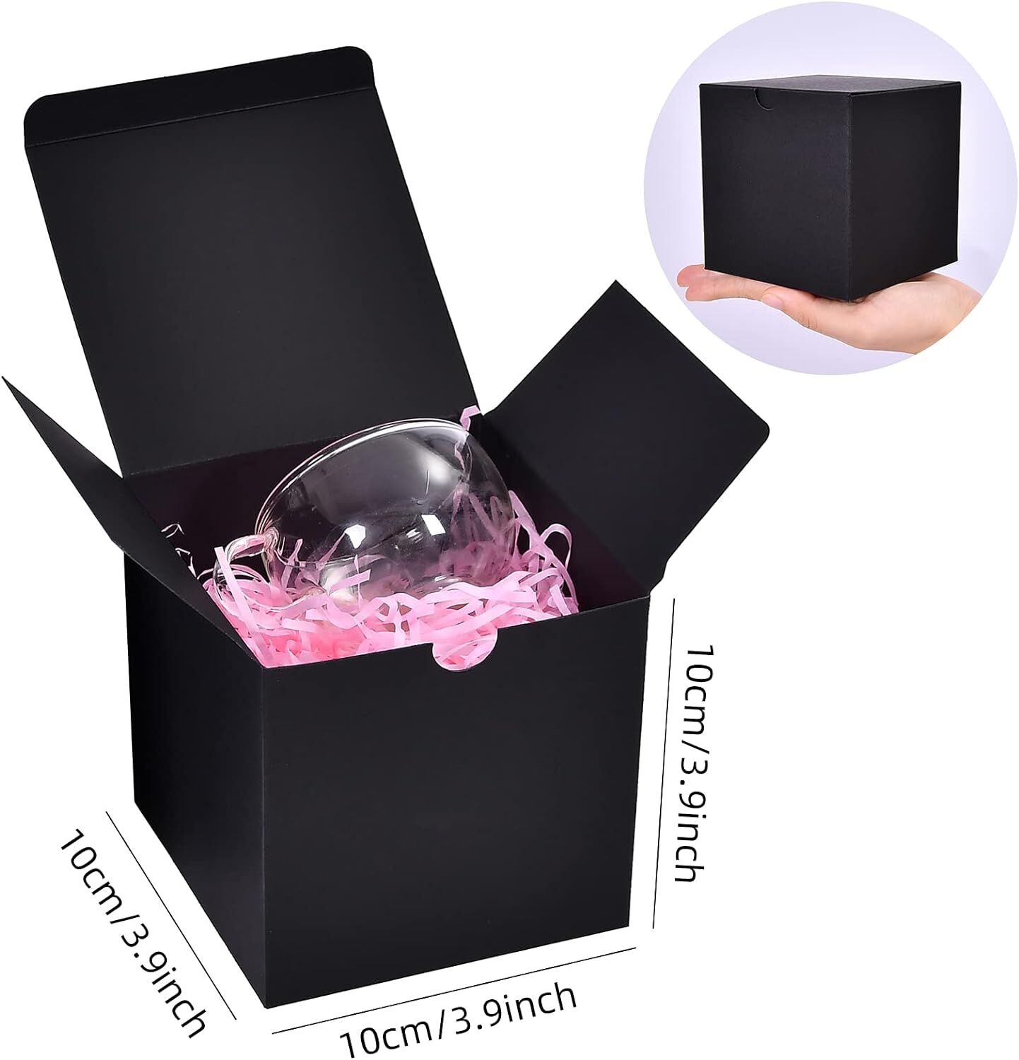 4x4x4 Gift Boxes, Small Gift Boxes 50 Pcs, Black Kraft Paper Box With ...