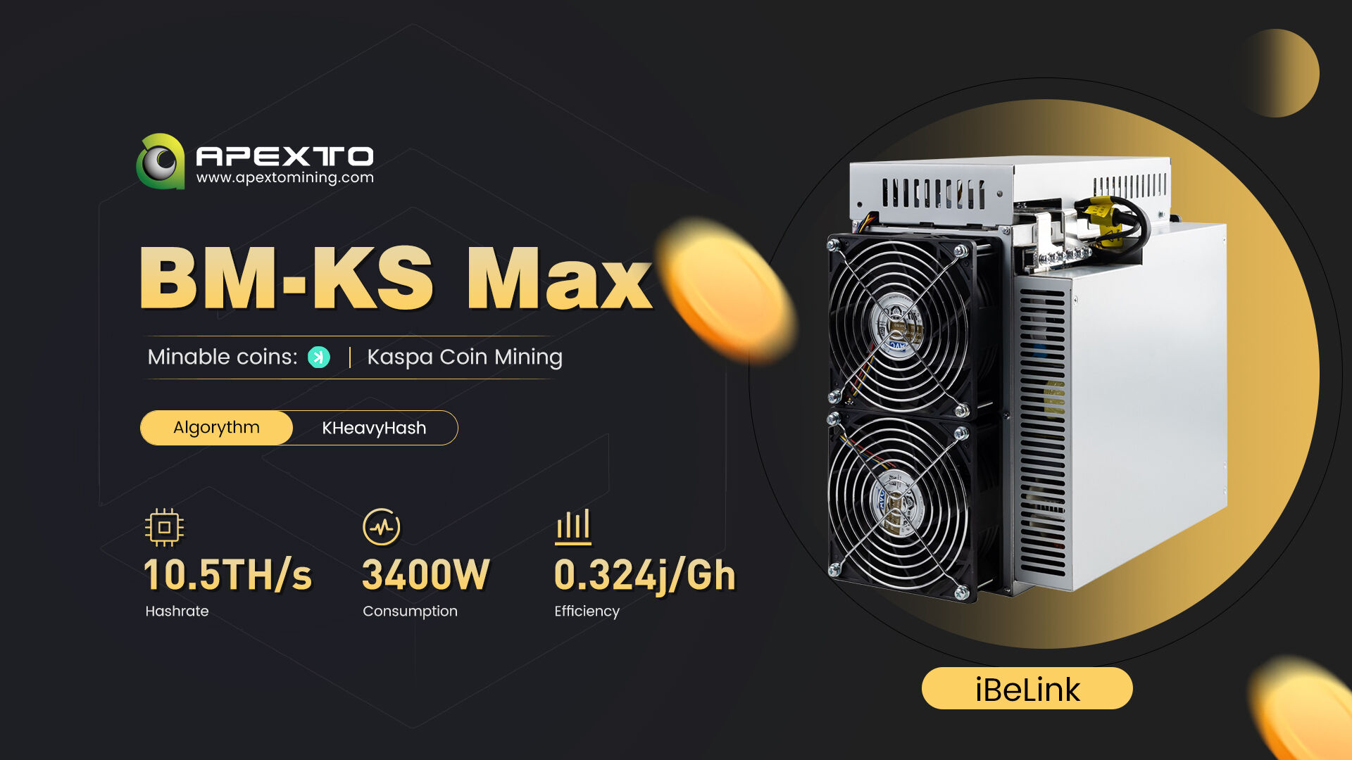 Buy Wholesale China New Model Bm-ks Max Ibelink Mining Kheavyhash Algorithm Hashrate 10.5th/s ...