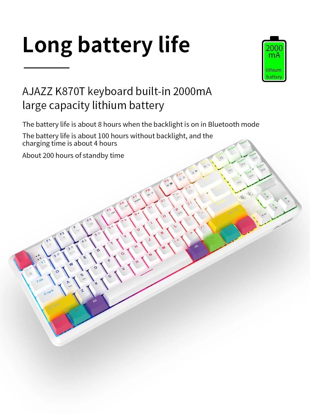 Buy Wholesale China Oem Ajazz K870t Mechanical Keyboard Wireless Wired ...