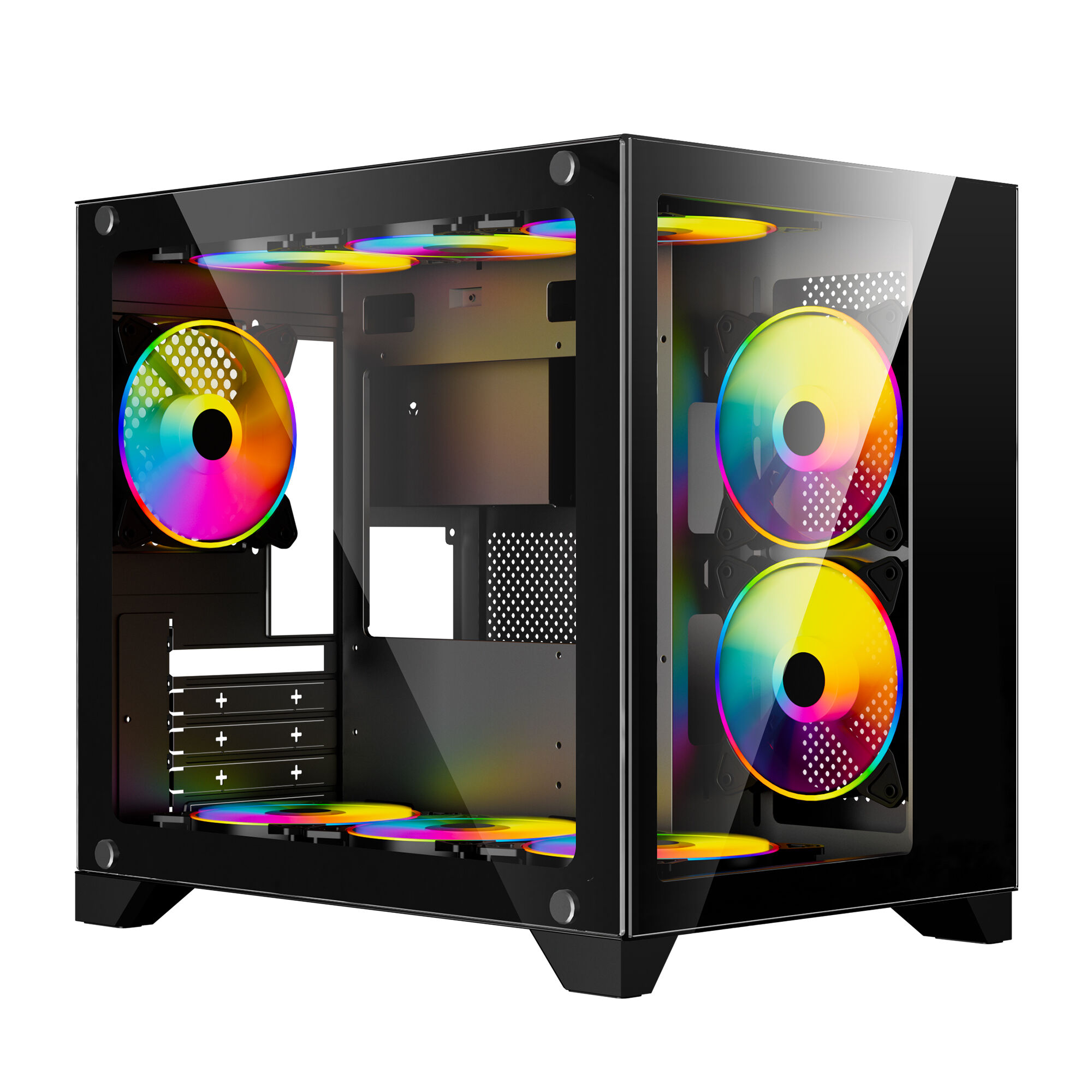 Good Quality Wide Cube Glass Aluminum Computer Case Pc Dual Chamber Atx ...