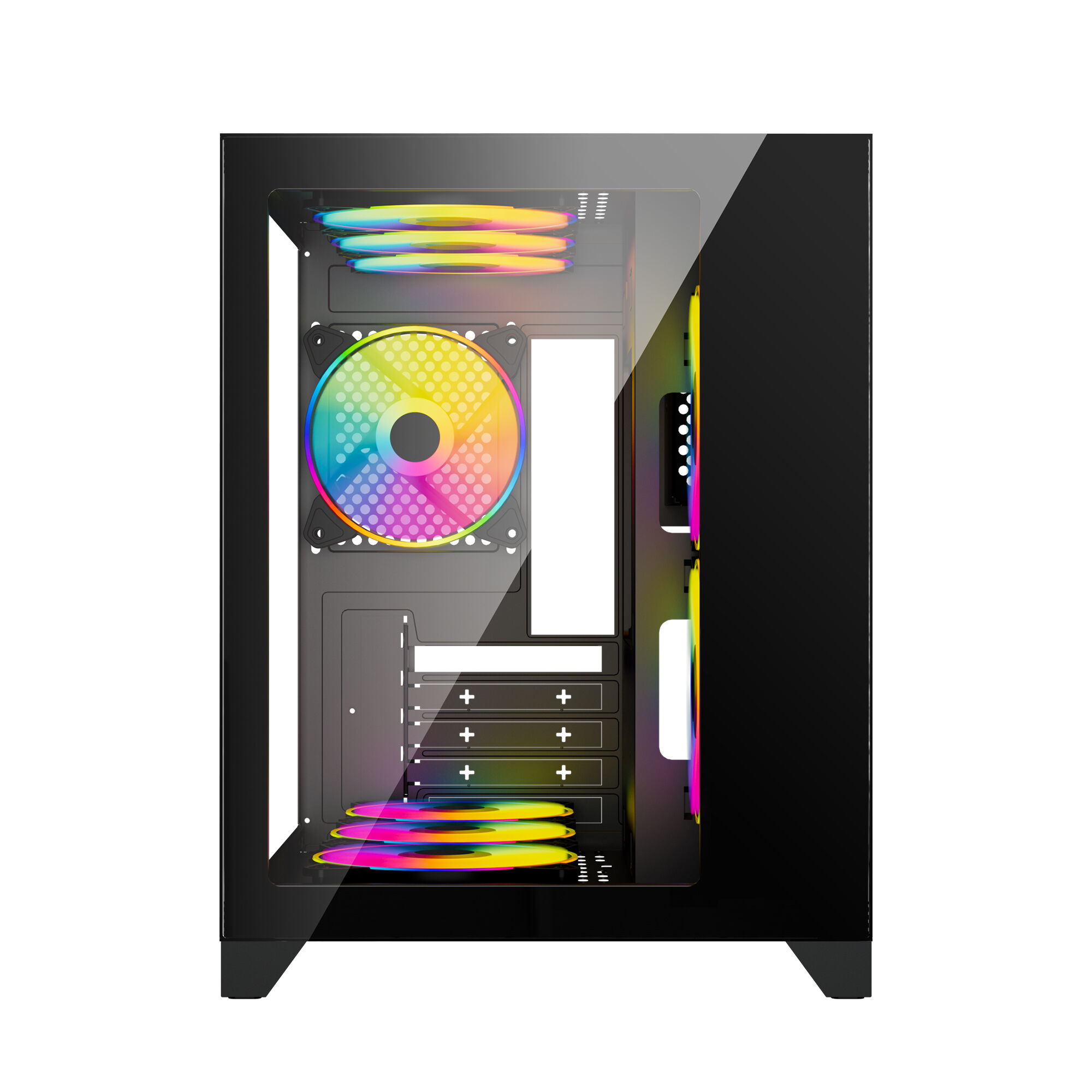 Good Quality Wide Cube Glass Aluminum Computer Case Pc Dual Chamber Atx ...