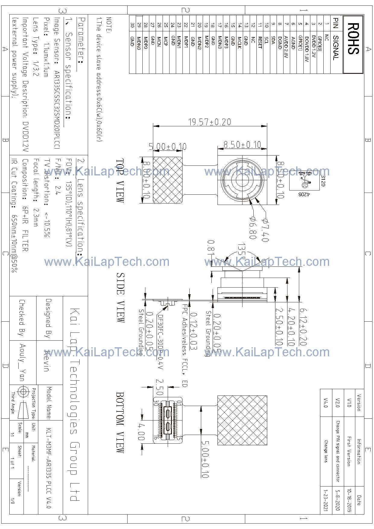 Klt-m3mf-ar1335 Plcc V4.0 13mp Ar1335 Plcc Interface Mipi Foco Fixo ...