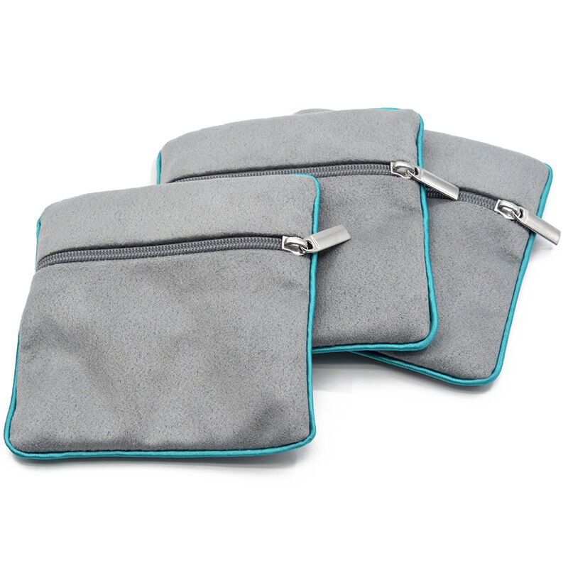 Trimmed Faux Velvet Fleece Jewelry Zipper Bag Flannel Velvet Bag ...
